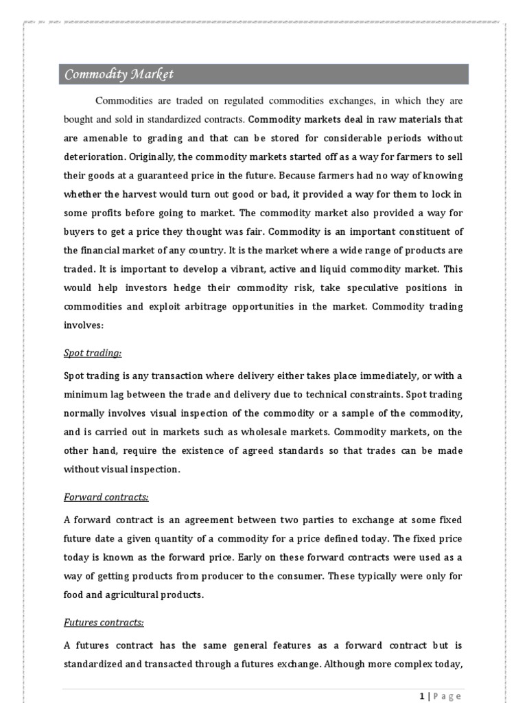 Commodity Market | PDF | Futures Contract | Hedge (Finance)