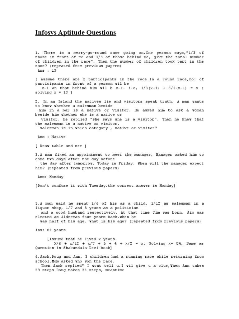 Infosys Aptitude Questions | PDF | Speed | Blue