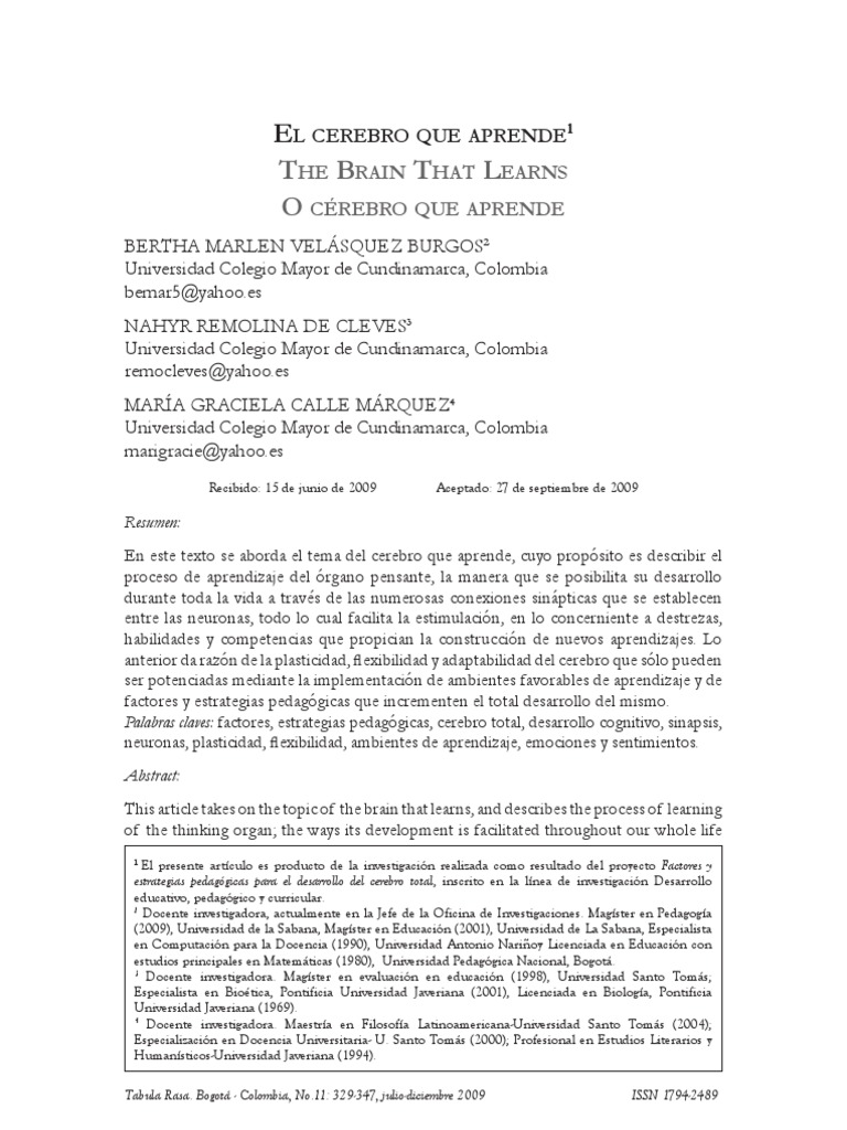 El Cerebro Que Aprende Descargar Gratis Pdf Sinapsis Cerebro
