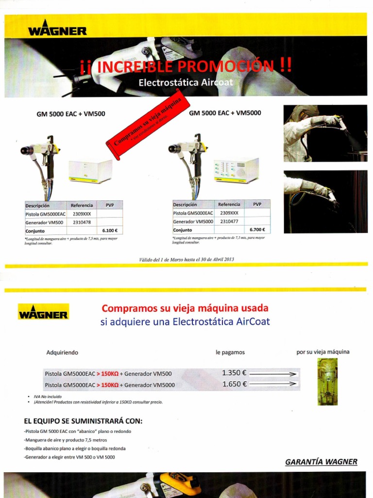 Promocion Wagner Pistolas Electrostatica GM 5000 EAC+VM5000 | PDF