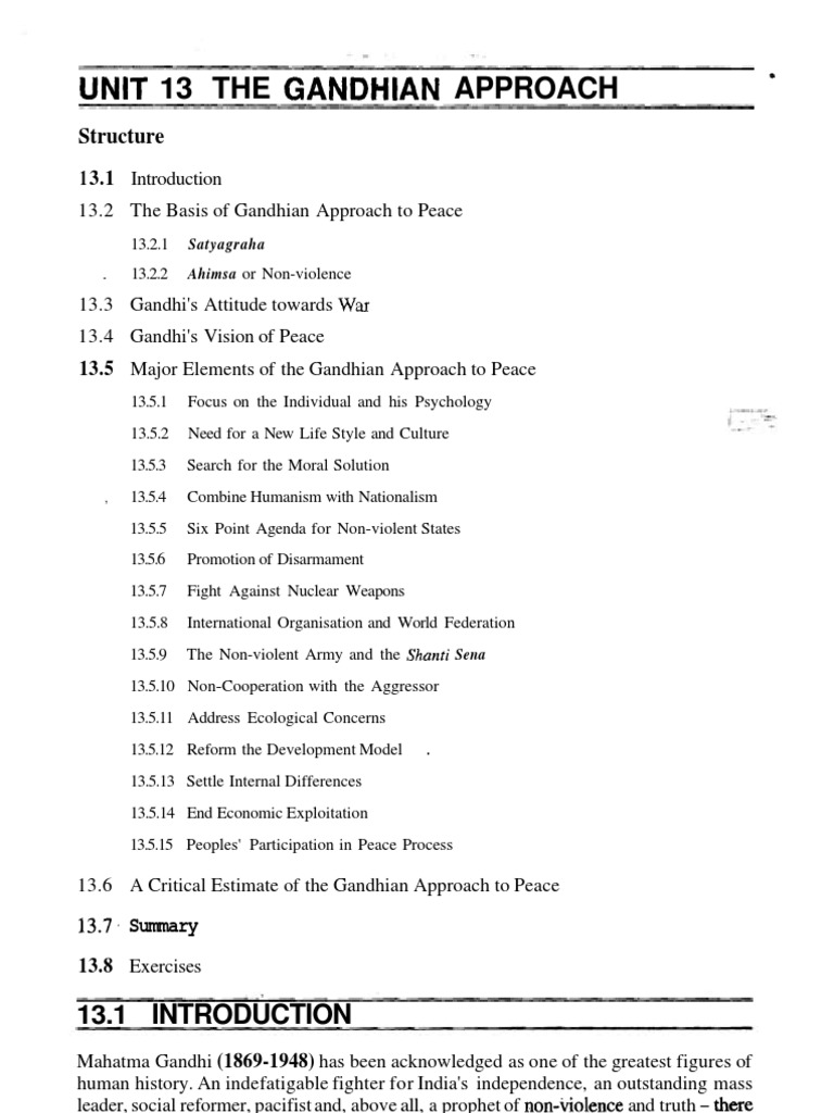 The Gandhian Approach | PDF | Peace | Nonviolence
