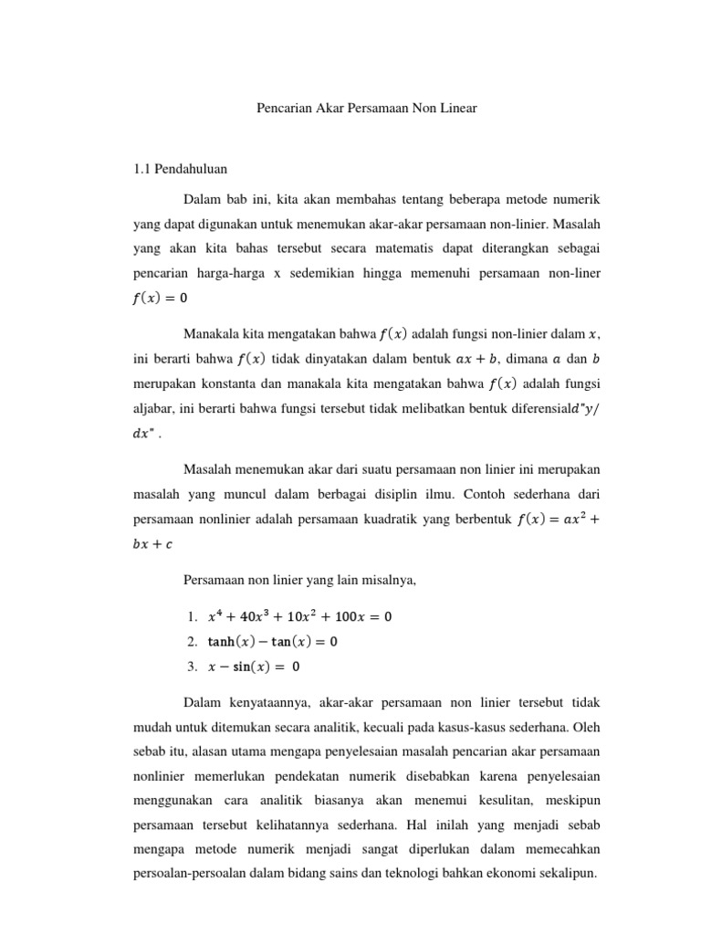 Pencarian Akar Persamaan Non Linear | PDF