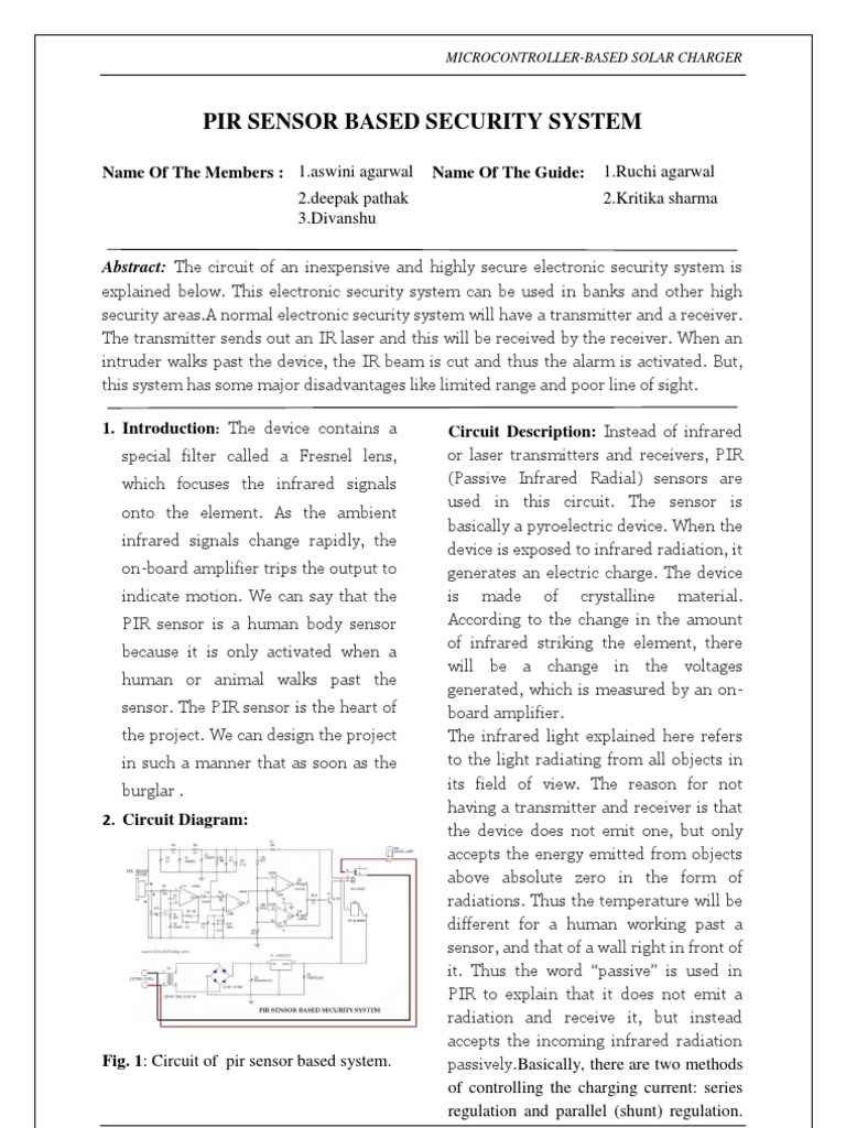 Pir Sensor Based Security System: Name of The Members | PDF | Battery ...