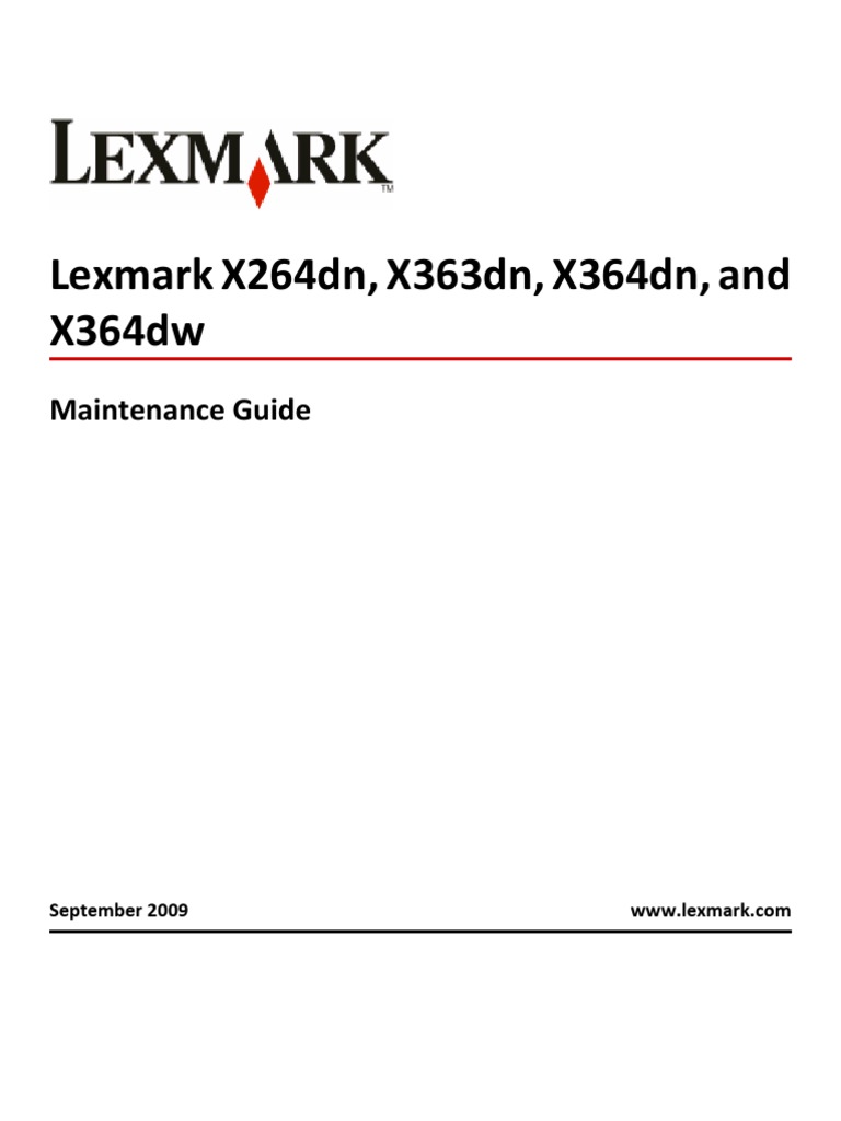 Lexmark X264dn, X363dn, X364dn, and X364dw Maintenance Guide | PDF ...