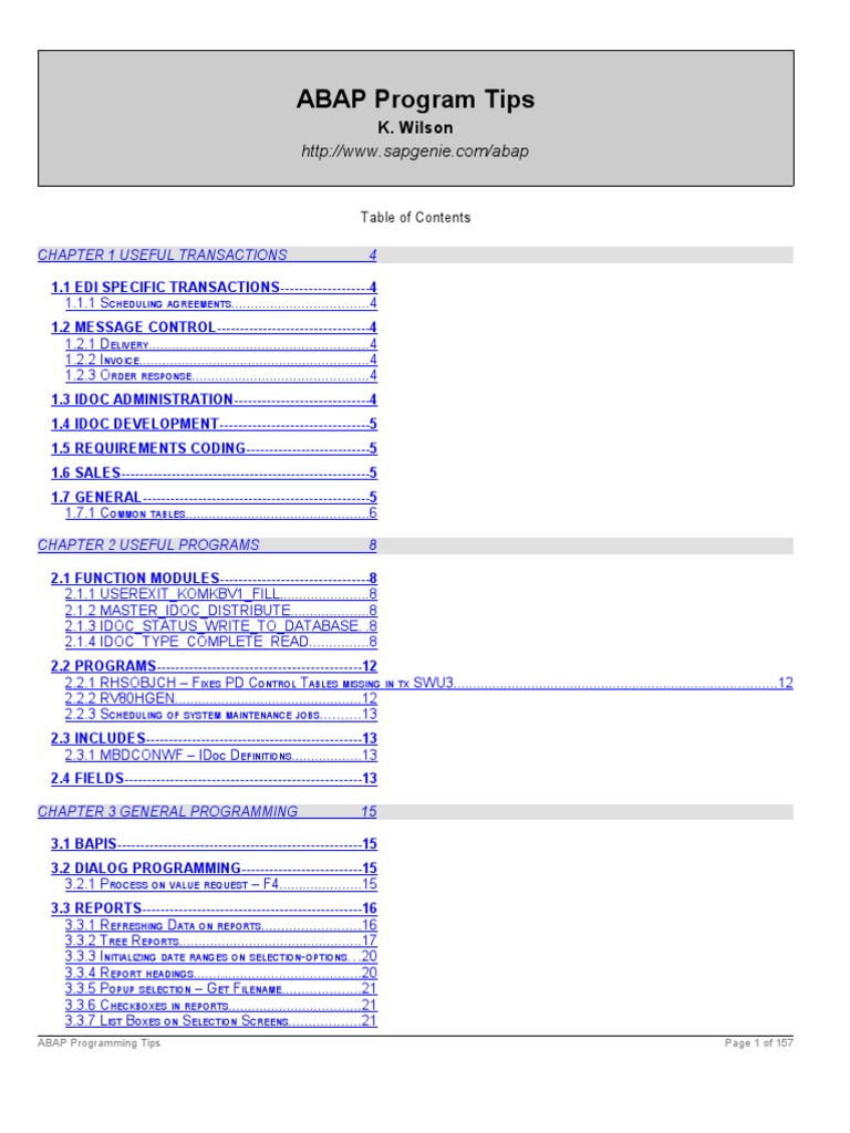 Abap Program Tips v3 | PDF | Portable Document Format | Database Index