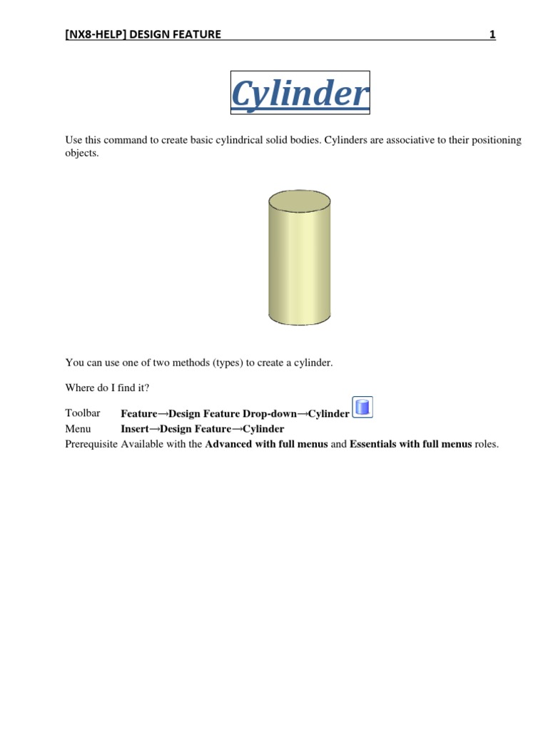 Cylinder: (Nx8-Help) Design Feature 1 | PDF | Cartesian Coordinate ...