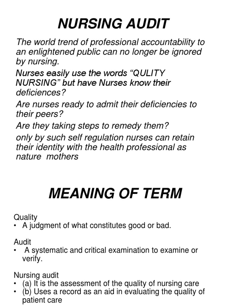 Nursing Audit | Audit | Nursing