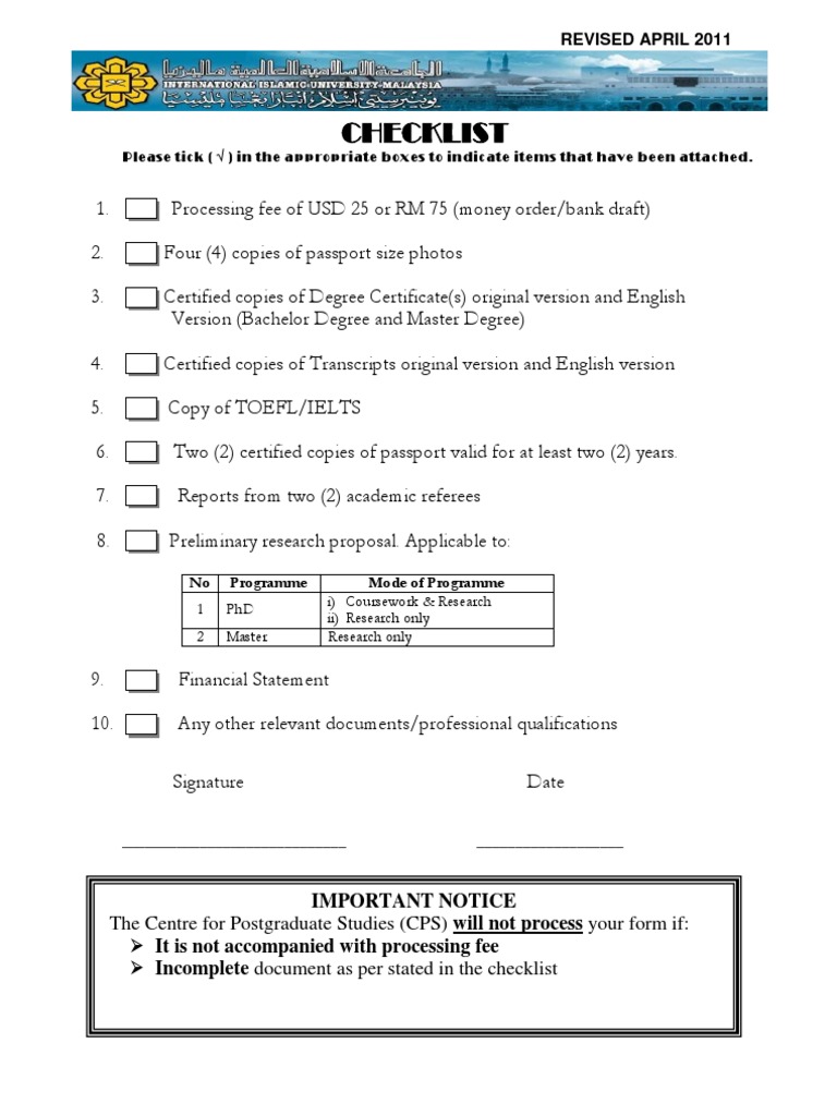 Checklist: Please Tick in The Appropriate Boxes To Indicate Items That ...