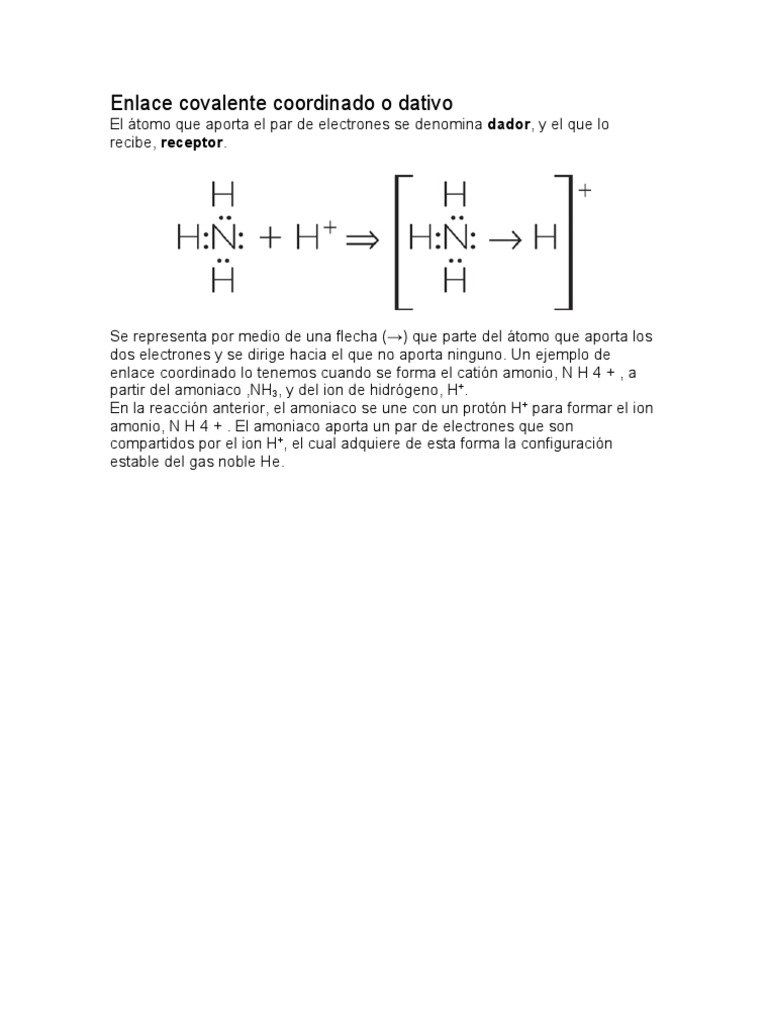 Enlace Covalente Coordinado o Dativo | PDF