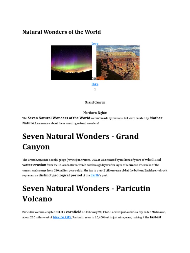 Natural Wonders of The World | PDF | Earth | Earth Sciences