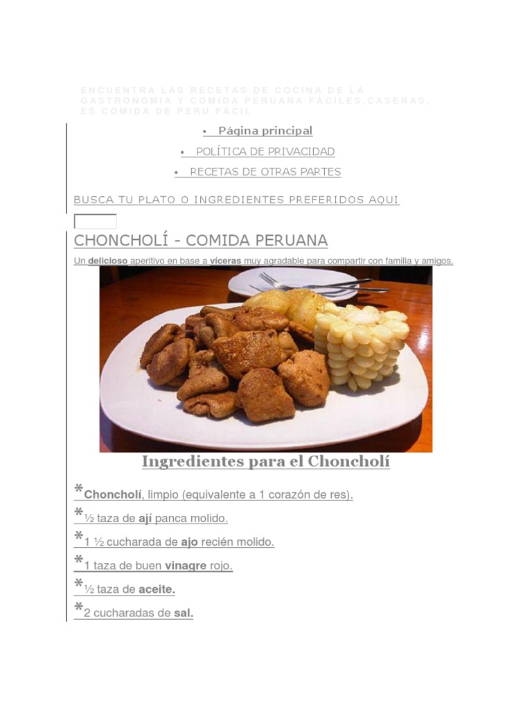 Recetas De Comida Del Peru