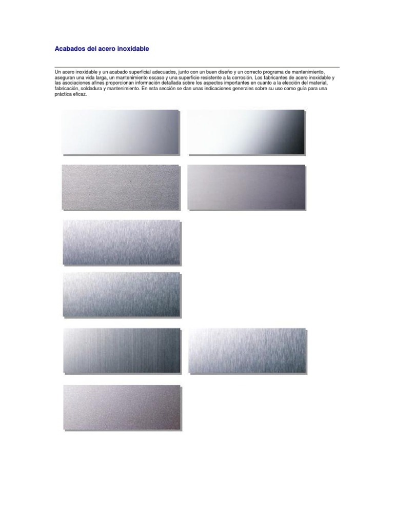 Acabados Del Acero Inoxidable | PDF | Acero | Aluminio
