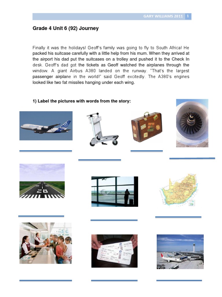 Grade 4 Unit 6 (92) Journey: 1) Label The Pictures With Words From The ...