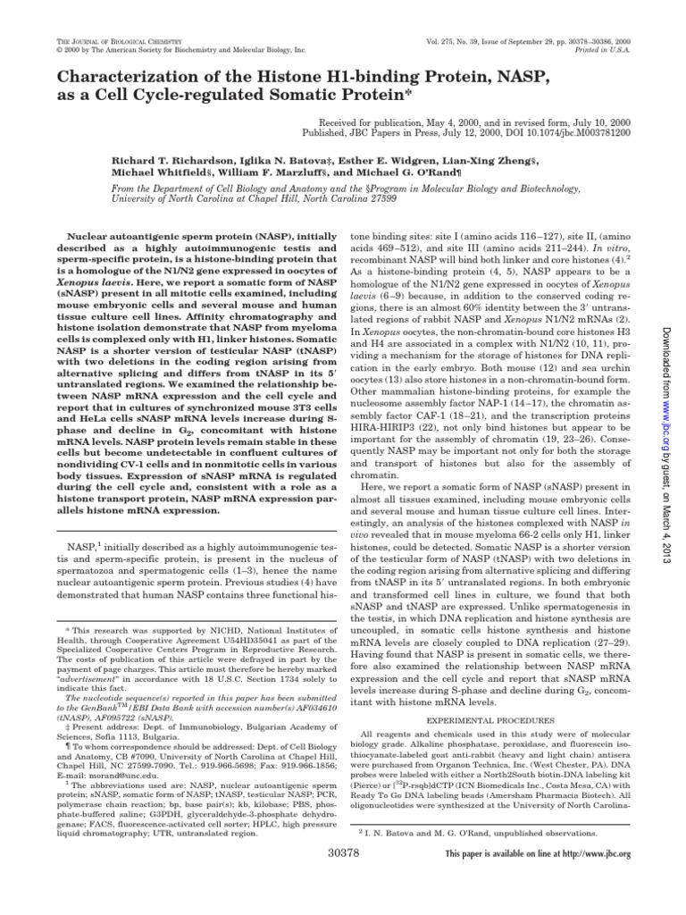 Somatic Protein Article | PDF | Alternative Splicing | Chromatin