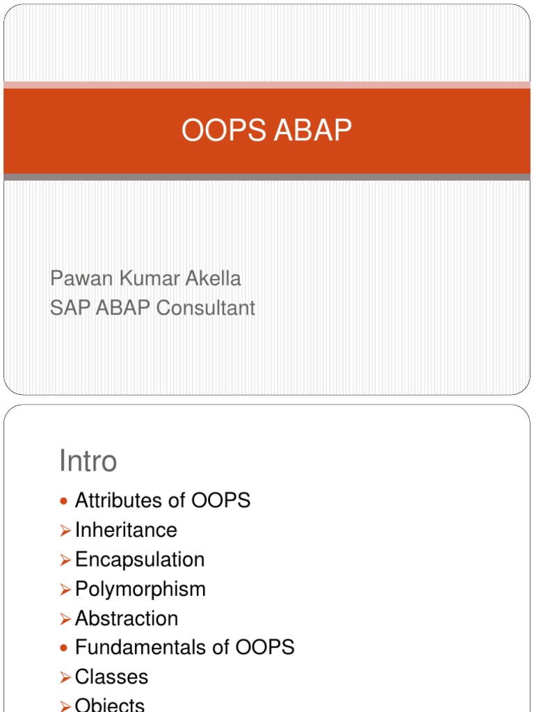 Oops Abap: Pawan Kumar Akella SAP ABAP Consultant | PDF | Class ... Oops Abap: Pawan Kumar Akella SAP ABAP Consultant | PDF | Class ...