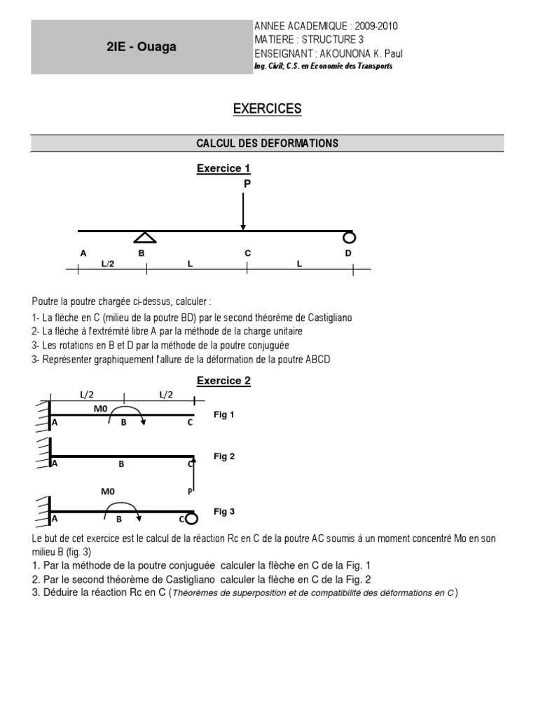 Exercices Calculs Structures 3 | PDF