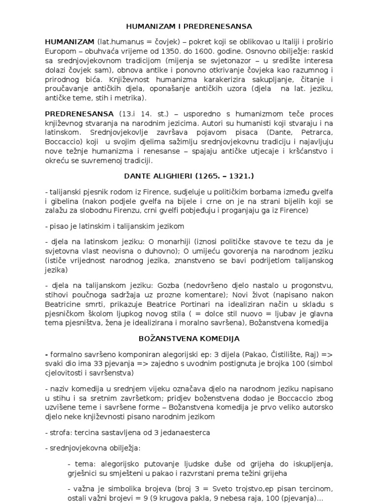 Humanizam I Predrenesansa-1 | PDF