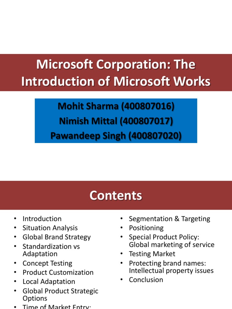 Microsoft Corporation The Introduction of Microsoft Works | PDF | Brand ...