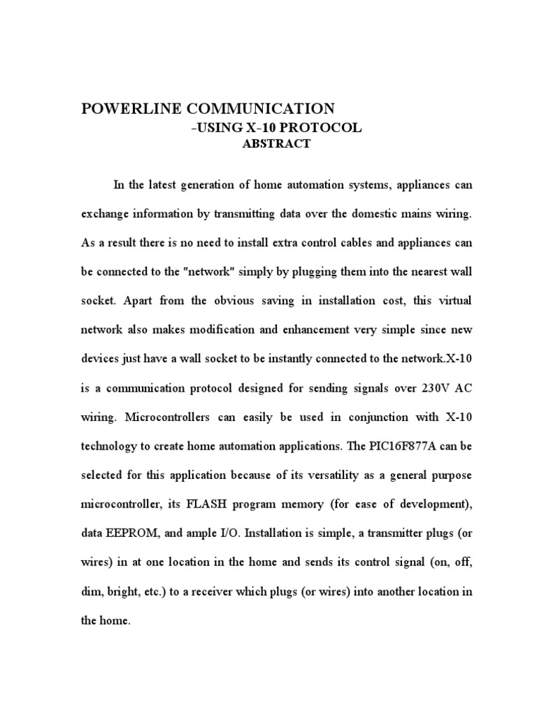 Power Line Communication with X-10 Protocol | PDF | Computer Network ...
