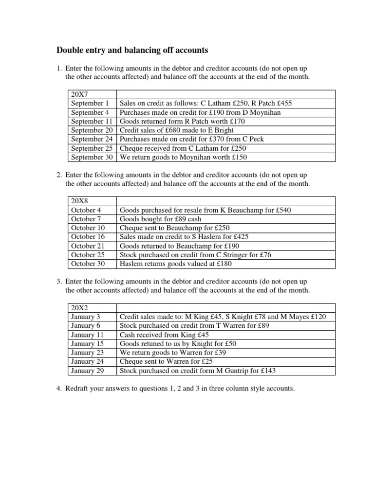 Balancing Off Double Entry Accounts | PDF | Credit | Finance & Money ...