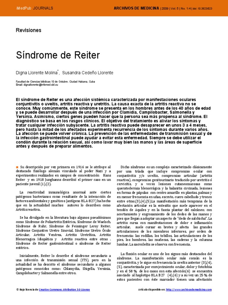 Síndrome de Reiter | PDF | Ciencias de la Salud | Especialidades Medicas