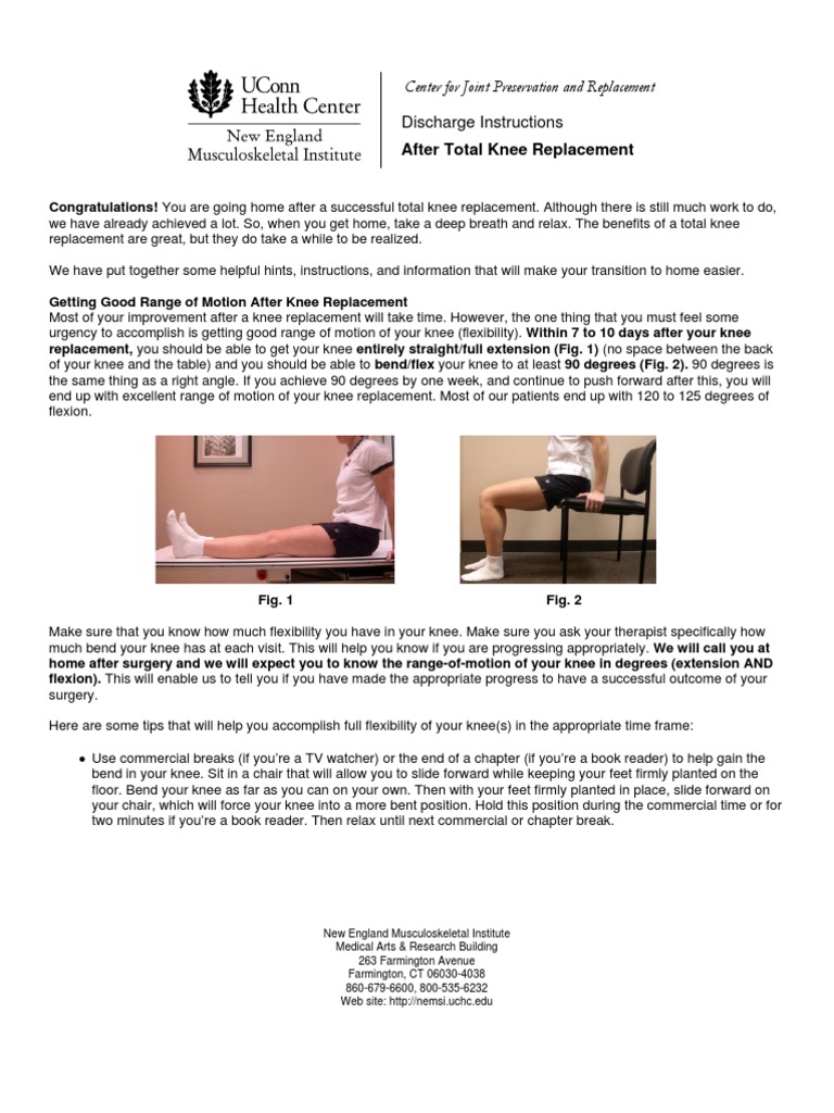 After Total Knee Replacement: Discharge Instructions | PDF | Surgery ...