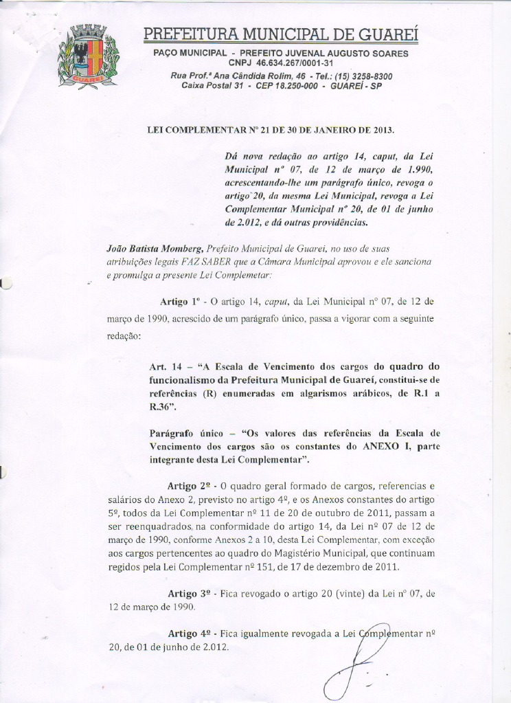 Leis Complementares 0021 | PDF