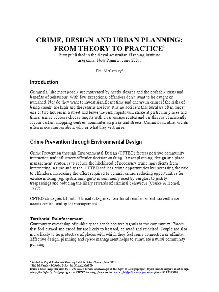 Crime and Urban Design: CPTED Strategies | PDF | Crime Prevention ...