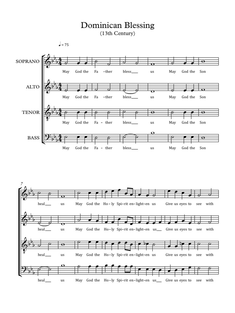 Dominican Blessing SATB | PDF | Aspects Of Music | Pitch (Music)