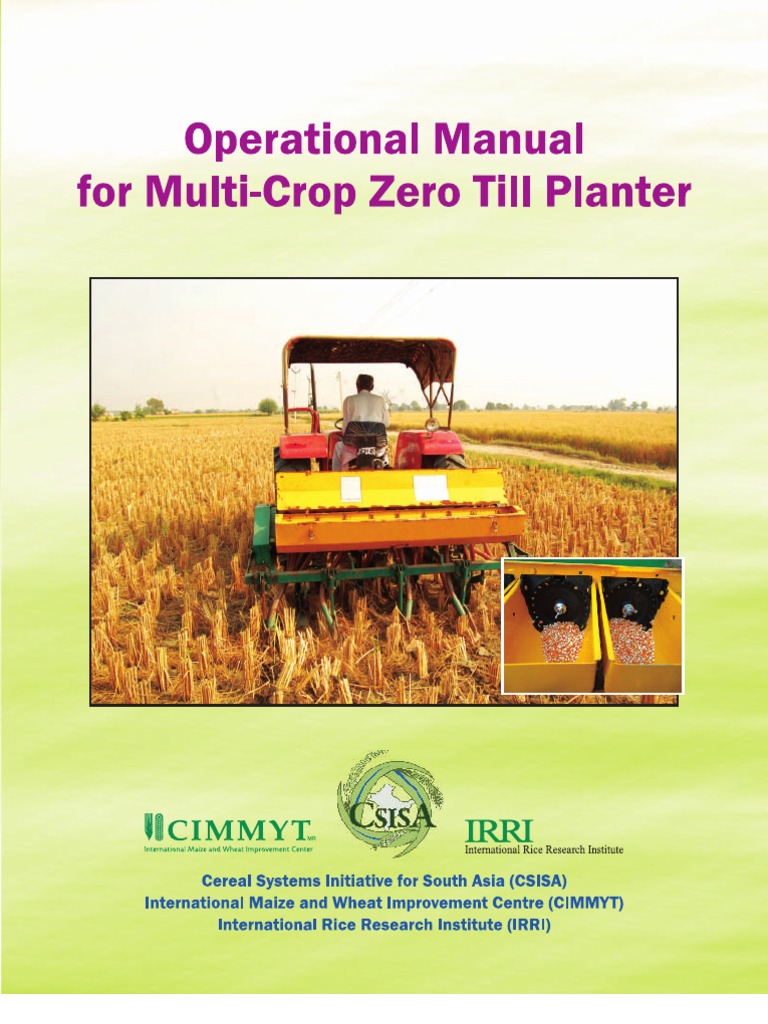 Operational manual for multi-crop; zero till planter | Plough | Sowing