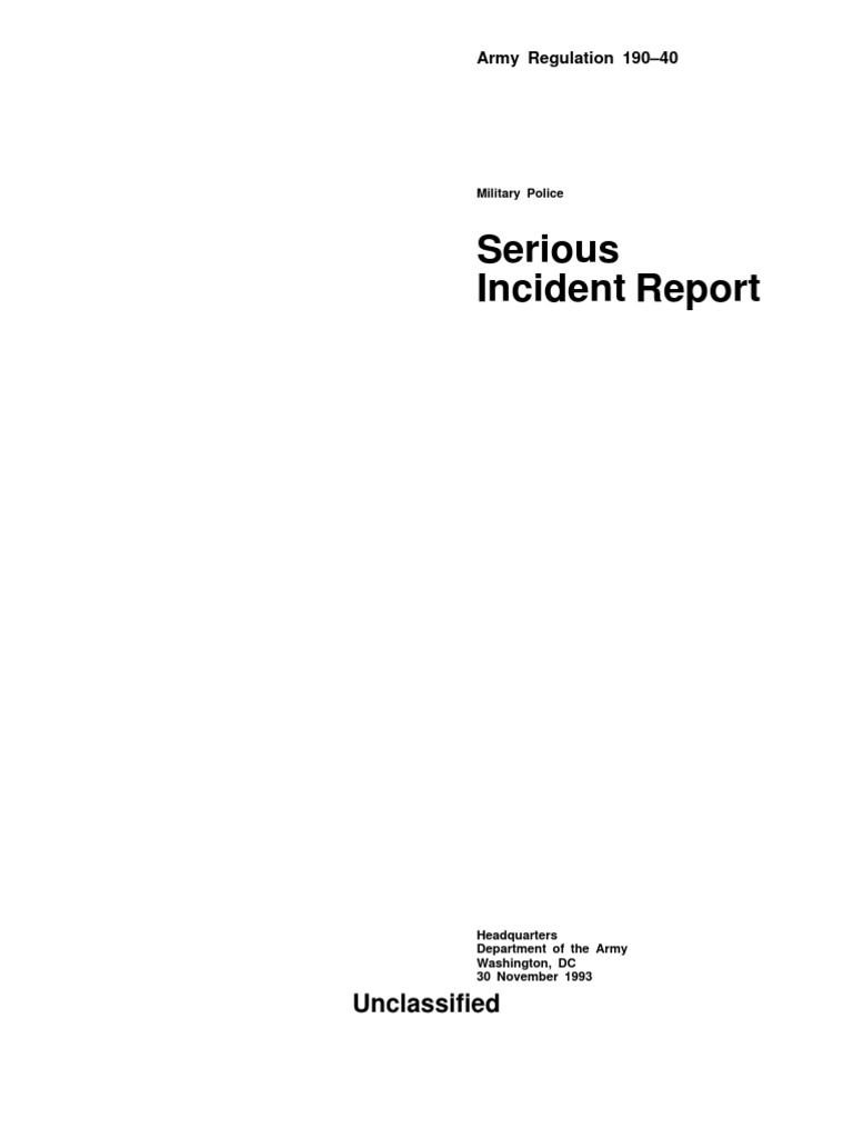 Ar 190-40 - Serious Incident Report | PDF | Controlled Substances Act ...
