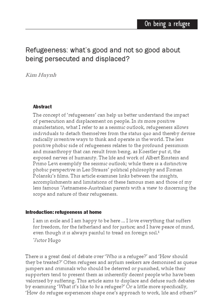 On being a refugee - the impacts of persecution and displacement | PDF ...