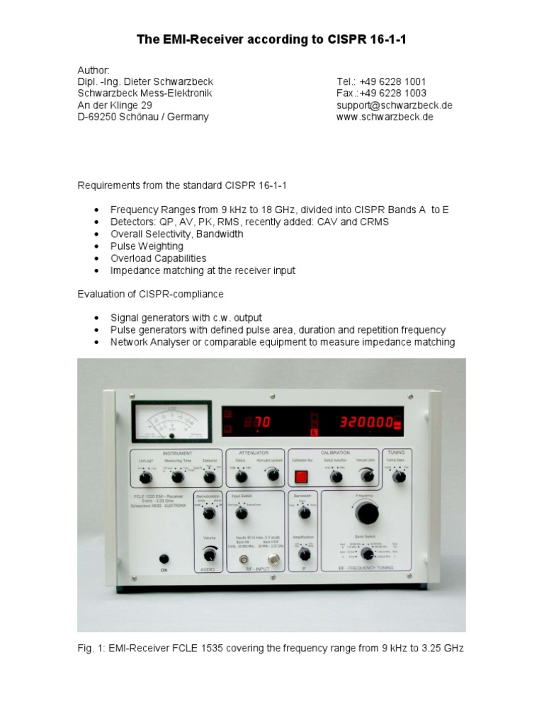 EMI Receiver Compliance with CISPR 16-1-1 | PDF | Detector (Radio ...