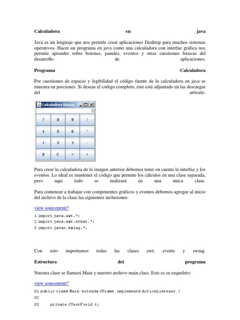 Calculadora en Java | PDF | Java (lenguaje de programación ...