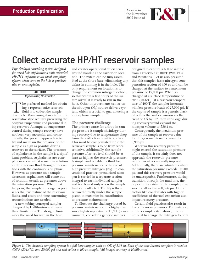 Collect Accurate HP/HT Reservoir Samples: Production Optimization | PDF ...