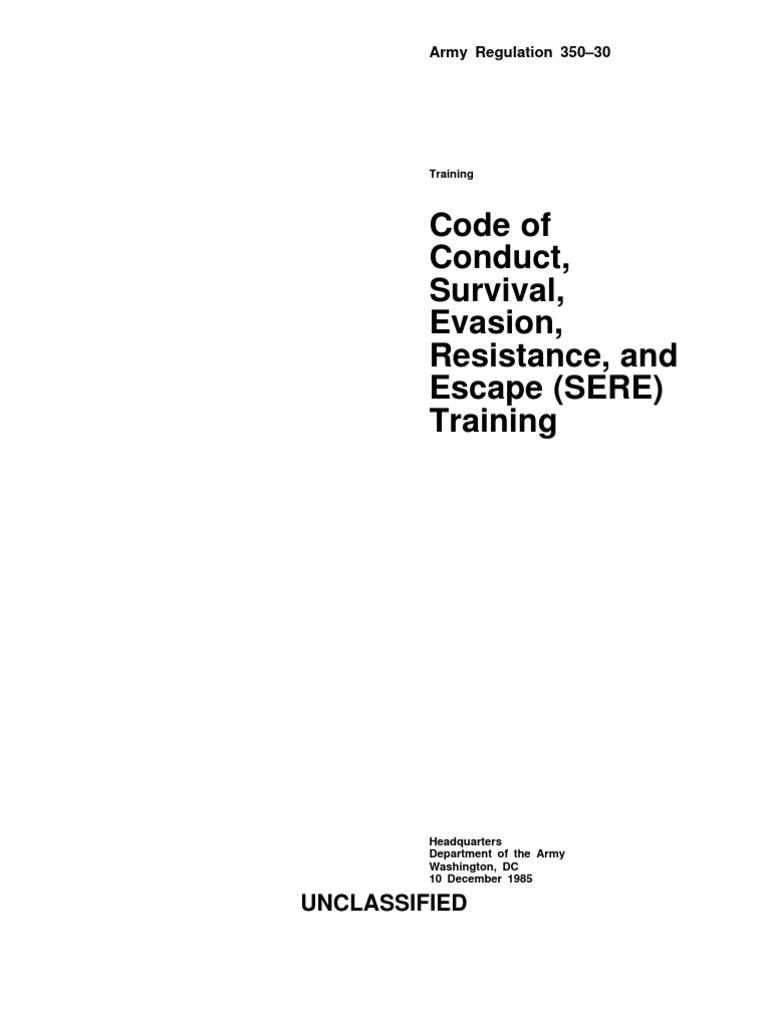 ar 350-30 code of conduct sere | United States Army | Prisoner Of War