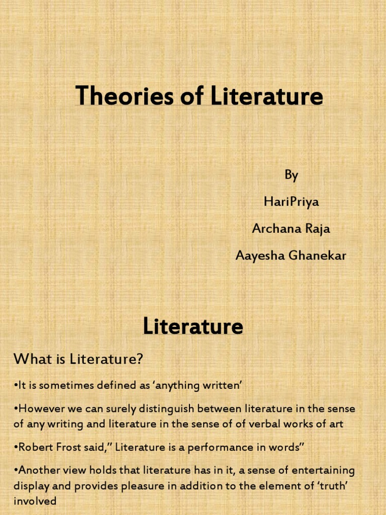 Theories of literature | Representation (Arts) | Theory