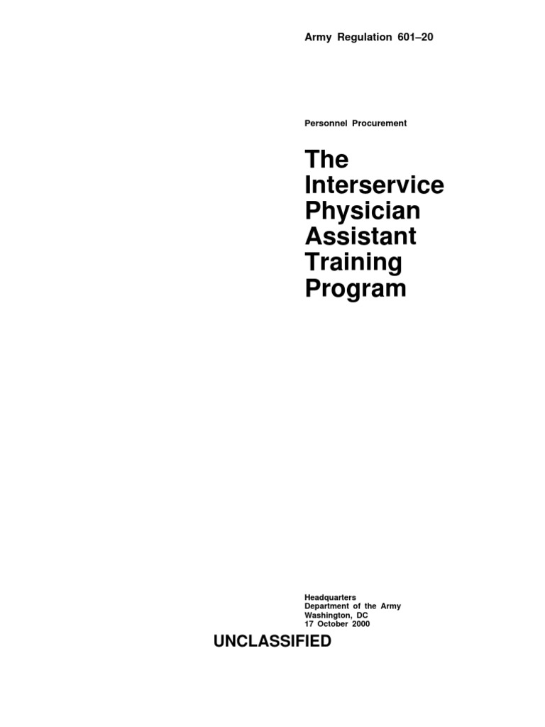 Ar 601-20 The Interservice Physician Assistant Training Program ...