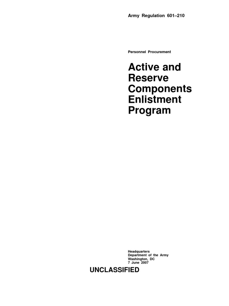 Ar 601-210 Active and Reserve Component Enlistment Program | PDF ...