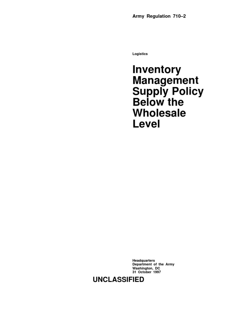 Ar 710-2 - Inventory Management Supply Policy | PDF | United States ...