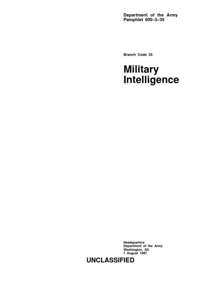 Da Pam 600-3-35 - Intelligence | PDF | Military Intelligence | Officer ...