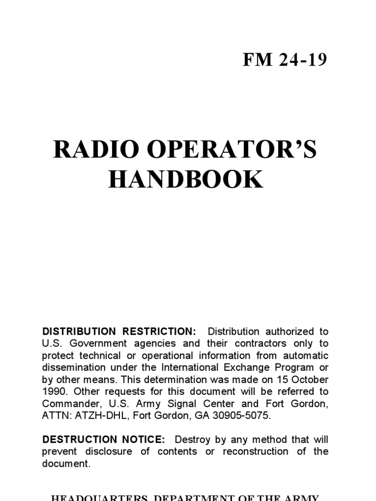 FM 24-19 Radio Operators Handbook | PDF