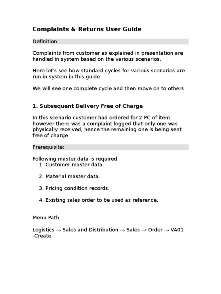 Complaints & Returns - User Guide | PDF | Debits And Credits | Logistics