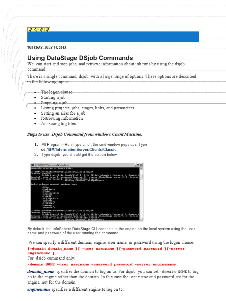 Dsjob Command | PDF | Command Line Interface | User (Computing)