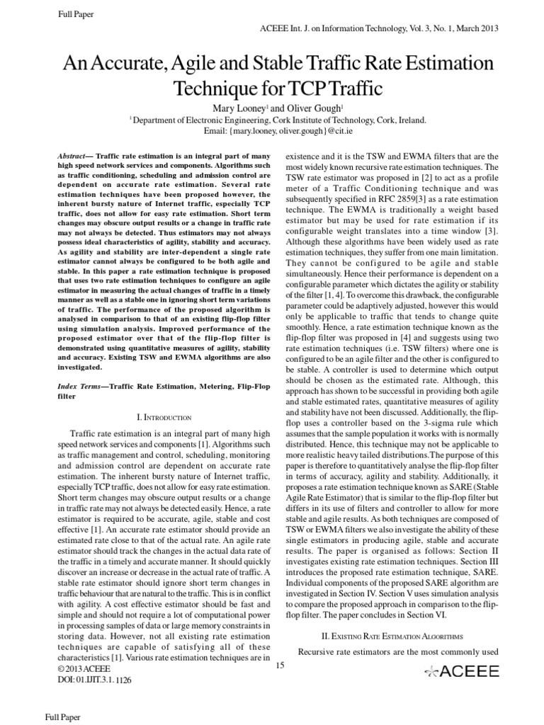 An Accurate, Agile and Stable Traffic Rate Estimation Technique For TCP ...