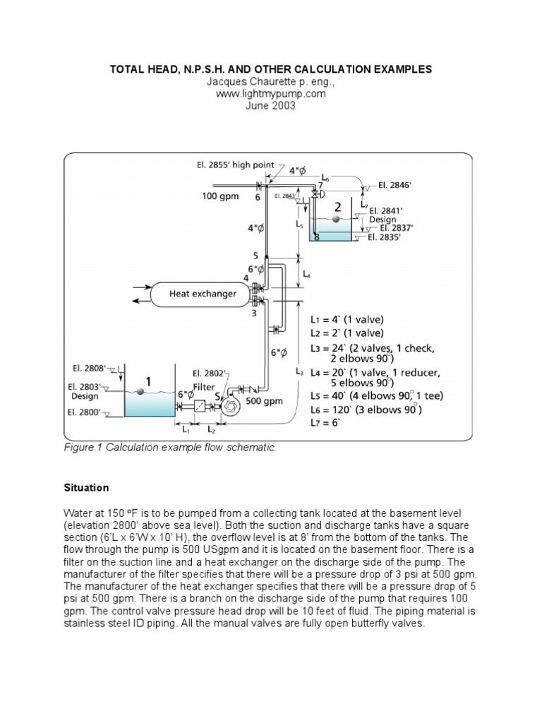 Pump selection and head calculation example | PDF | Pump | Classical ...