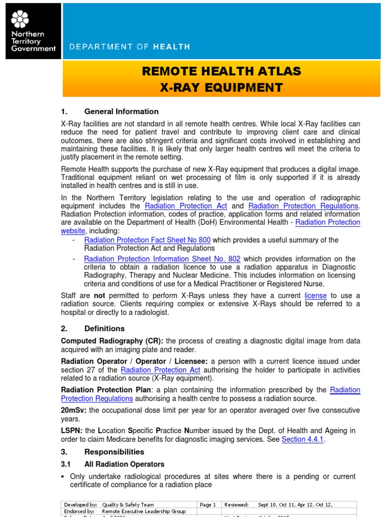 Xray Equipment Guidelines | PDF | Radiology | Medical Imaging