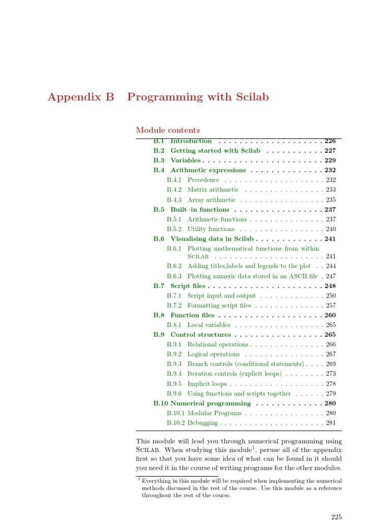Programming With Scilab | PDF | Matrix (Mathematics) | Trigonometric Functions