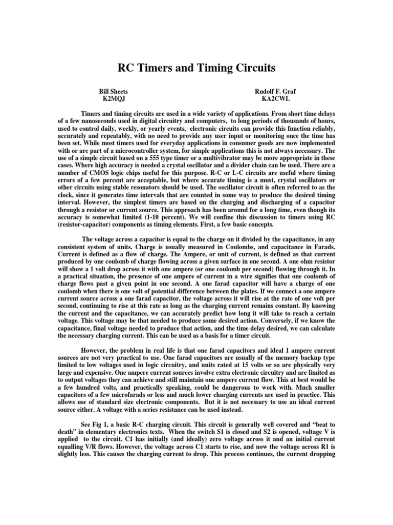 RC Timers and Timing Circuits | PDF