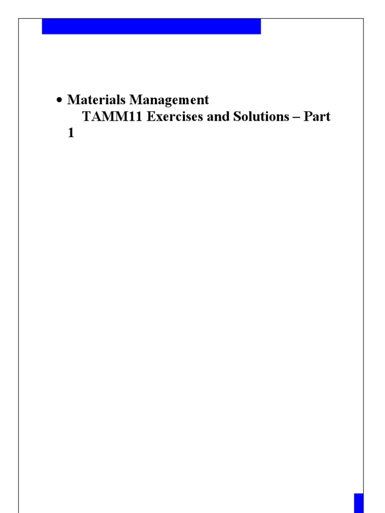 Materials Management - Exercises and Solutions - Part 1 | PDF ...